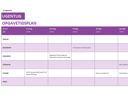 Undervisningsskema - Office Templates