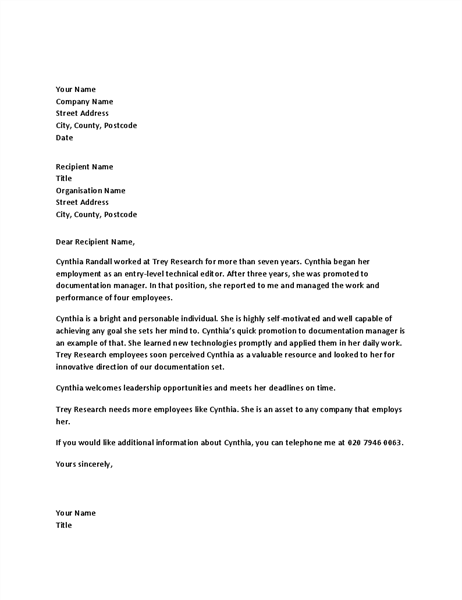 Letter Of Employment Reference Letters Of Recommendation And Employee 