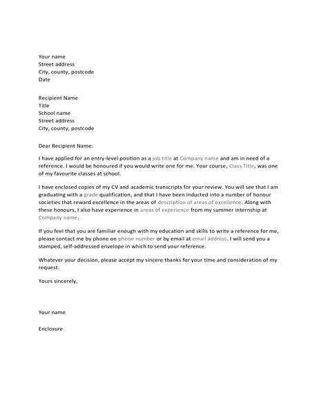 Letter To Teacher Requesting Job Reference Letter To Teacher Requesting Job Reference