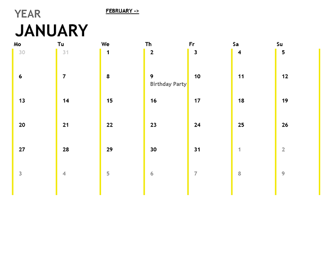 12 Month Calendar Word Template HQ Printable Documents