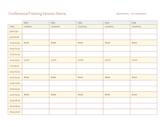 Five day Event Schedule five-day-event-schedule