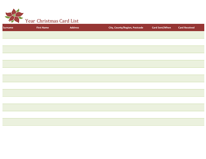 Christmas Card List