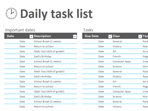 Daily Task List Templates Office