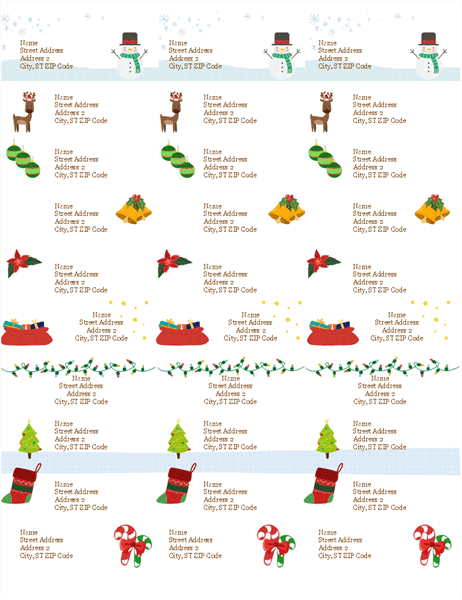 Gift Tag Labels Christmas Spirit Design 30 Per Page Works With Avery 