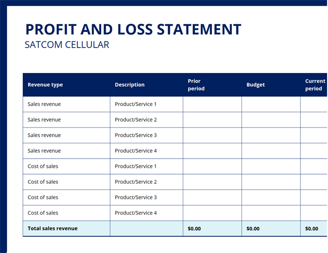 Monthly Profit And Loss Statement Template Excel PDF Template
