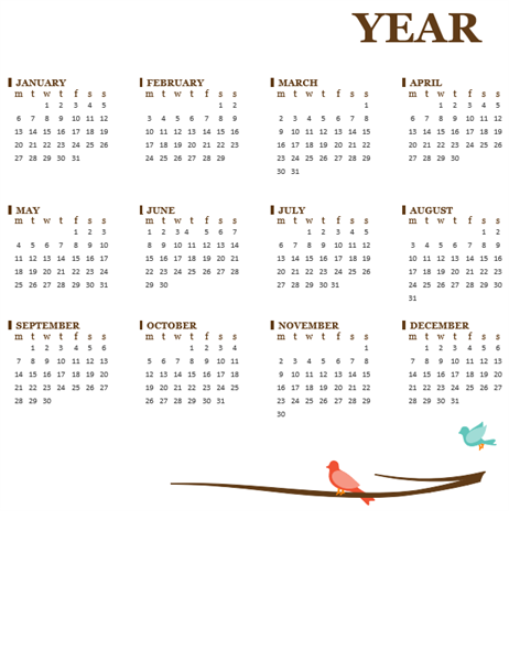 Microsoft Word Calendar Template 2017 2018 PDF Template