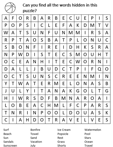 Summer Word Finder