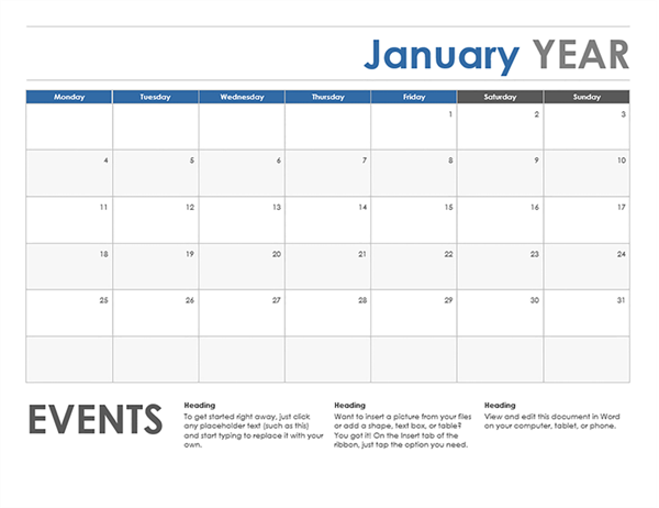 Template Kalender Word Contoh Gambar Template