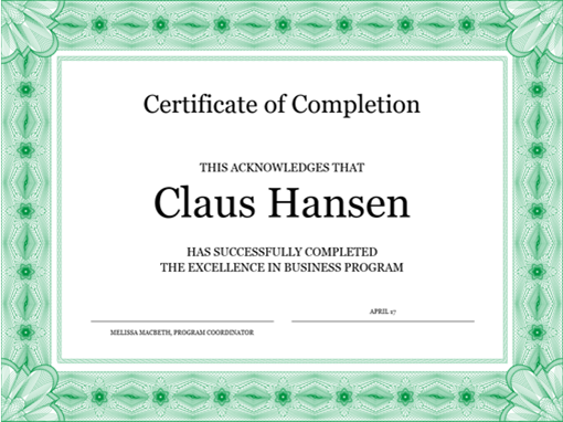Example Of Certificate Of Completion For Ojt