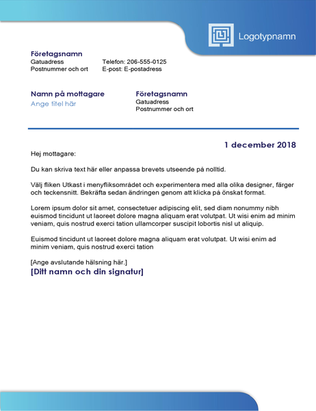 Affärsbrev (blå kant och färgtoning) - Office Templates